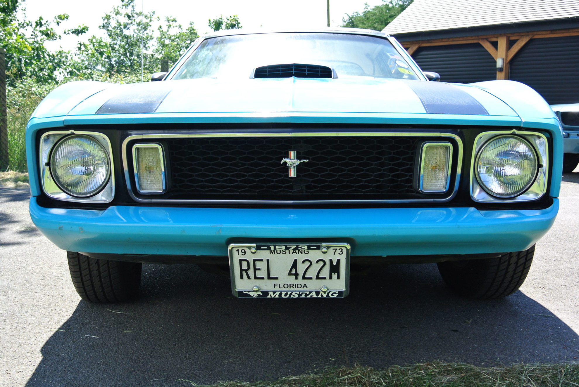 SOLD: 1973 Blue V8 Auto Mustang Grande - Oakwood Classics